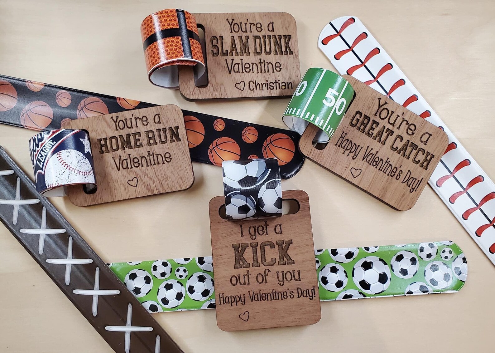 Slap Bracelet's | 4 Designs | Valentines Day | Gifts | Sports | Boys ...