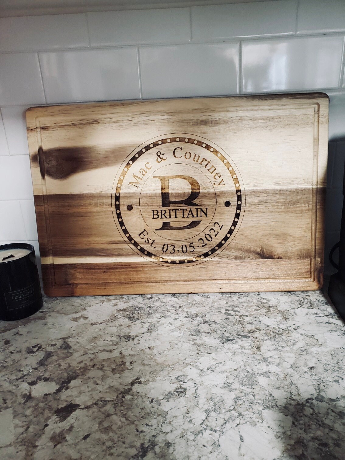 Monogram Circle Full Alphabet Cutting Board Engrave - Etsy