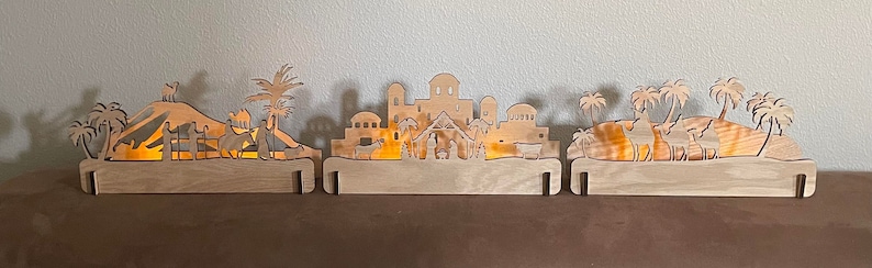 Nativity Scene | Multi Layer | 3 Parts | Tea Lights | 1/4" Slots ...