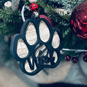 Woof | Paw Print | Score or Engrave | BUNDLE | Ornament | Personalize ...