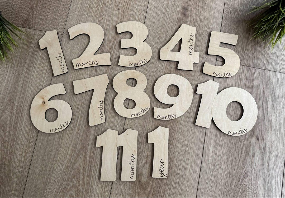 Baby Monthly Milestone Number Set | Laser Engraving File | Digital ...