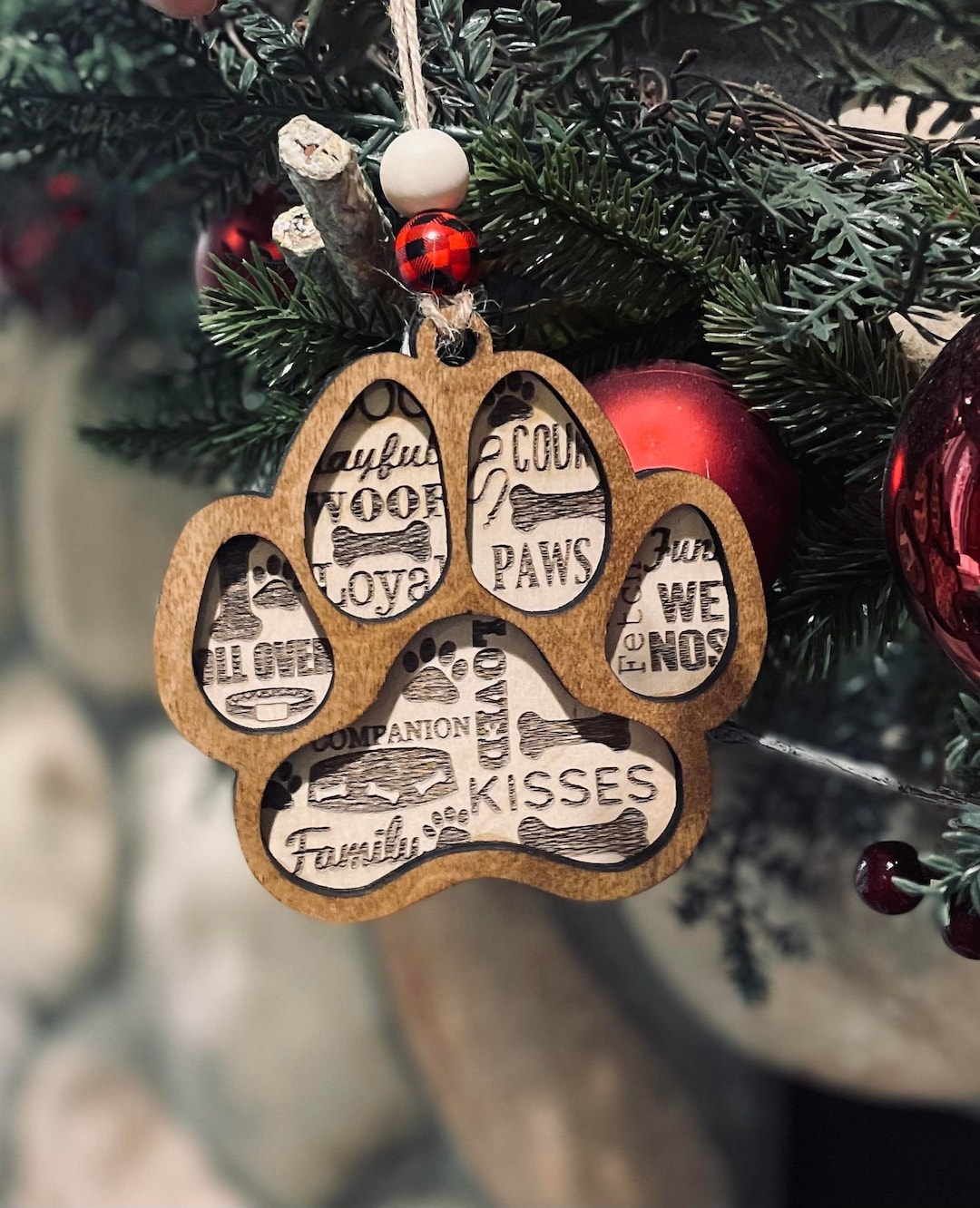Woof | Paw Print | Score or Engrave | BUNDLE | Ornament | Personalize ...