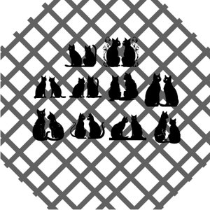 110 Cat Silhouette Bundle #1 W/commercial Use, Black and White, 55 ...