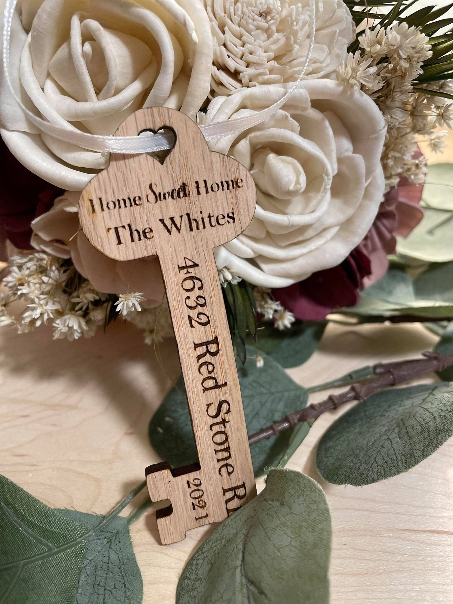 Two Designs- Wooden Key Ornament- Home Sweet Home- 2021- 2024 Keychain ...