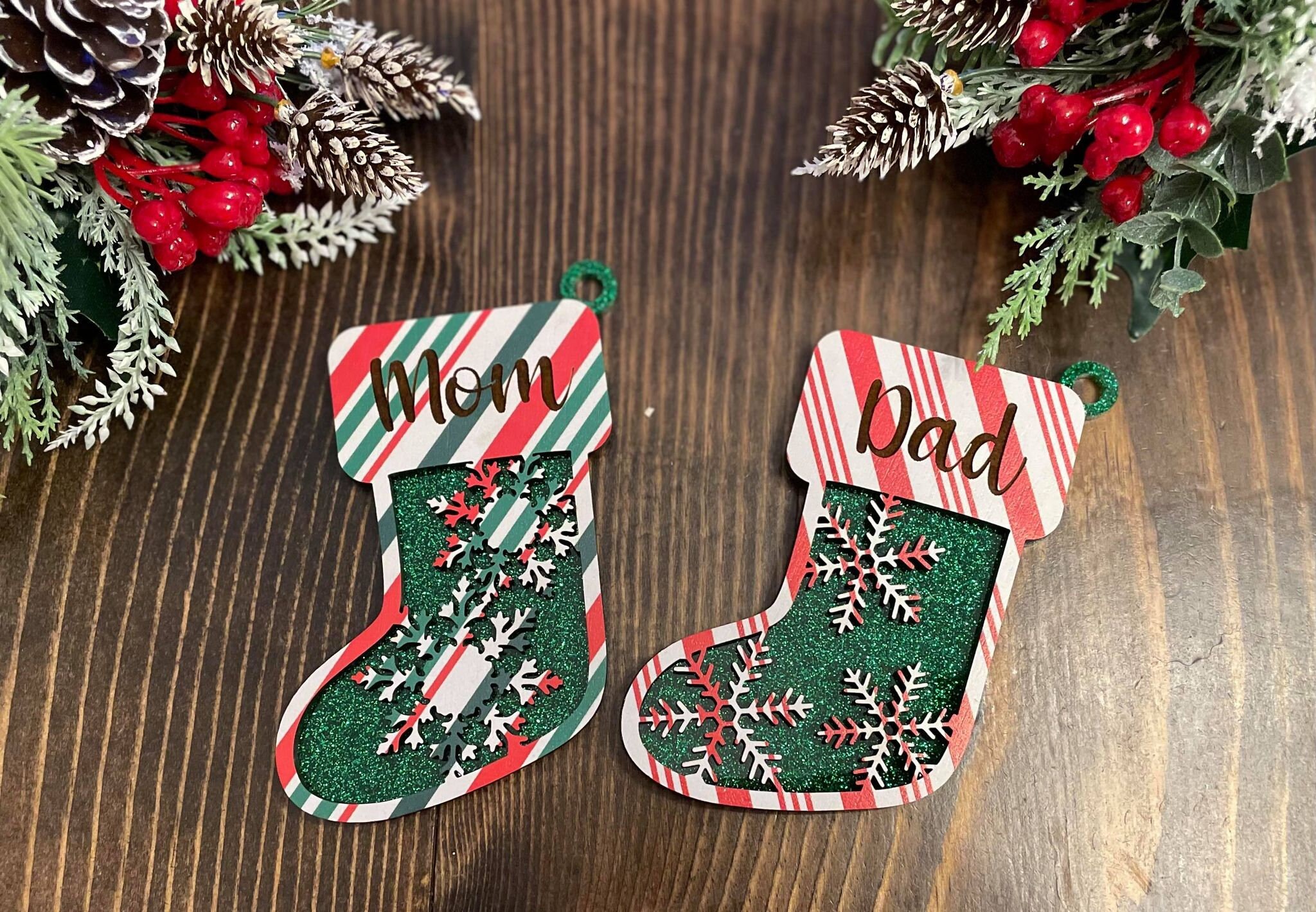 Stocking Ornament Snowflake Bundle - Digital SVG File - Laser Cut or ...