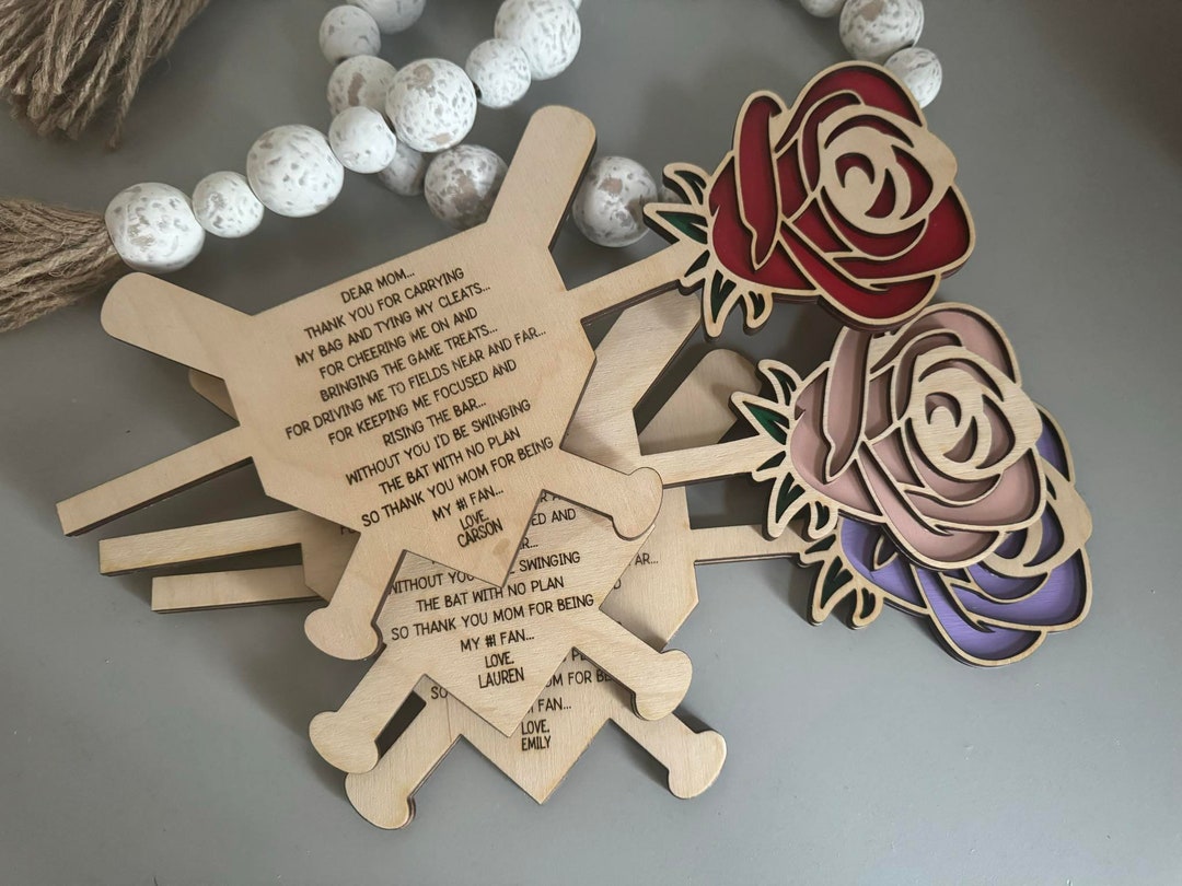 Baseball Mom | Rose | T-ball | Score | 2 Layer | Glowforge | Laser Cut ...
