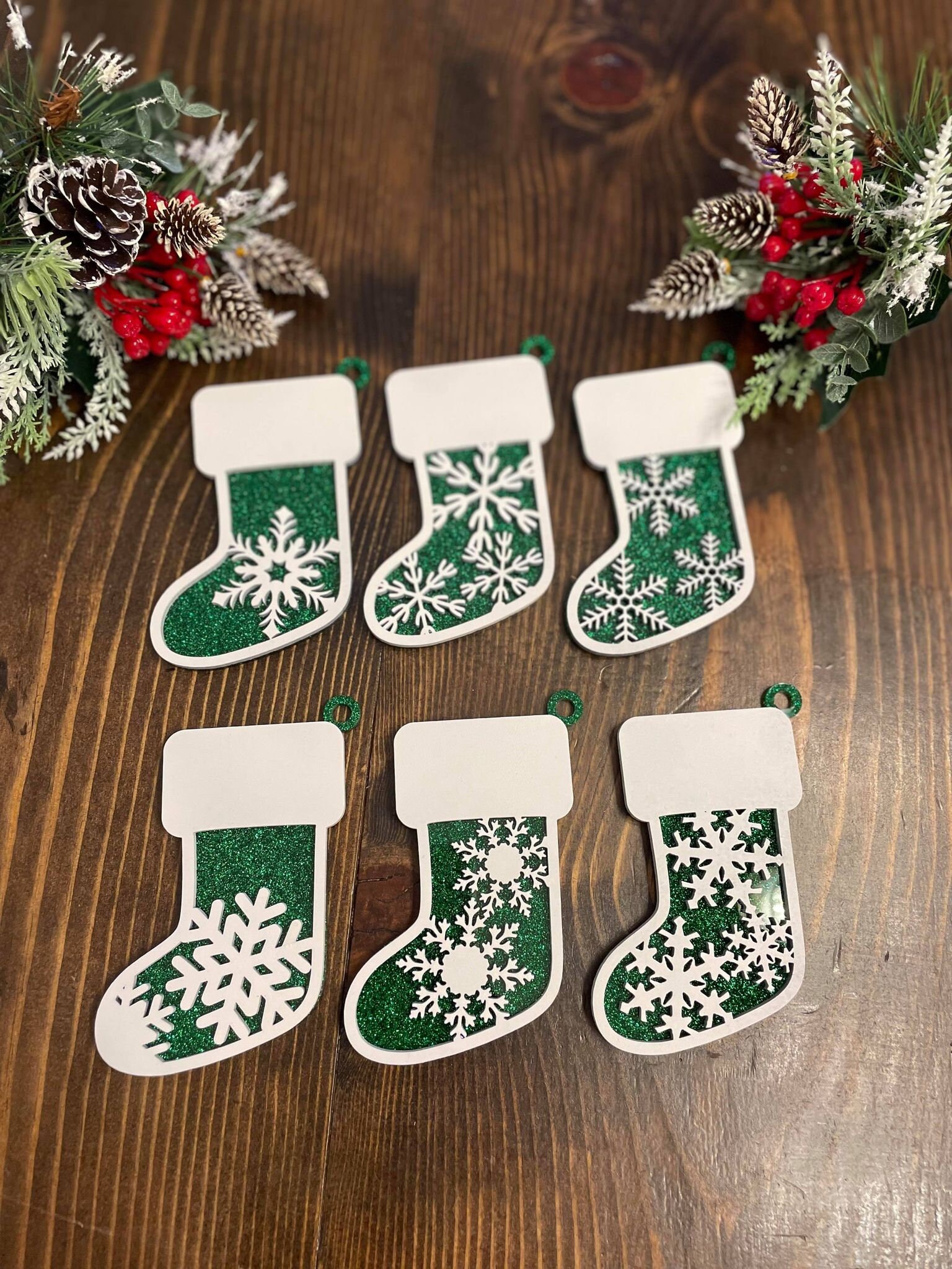 Stocking Ornament Snowflake Bundle Digital SVG File Laser | Etsy