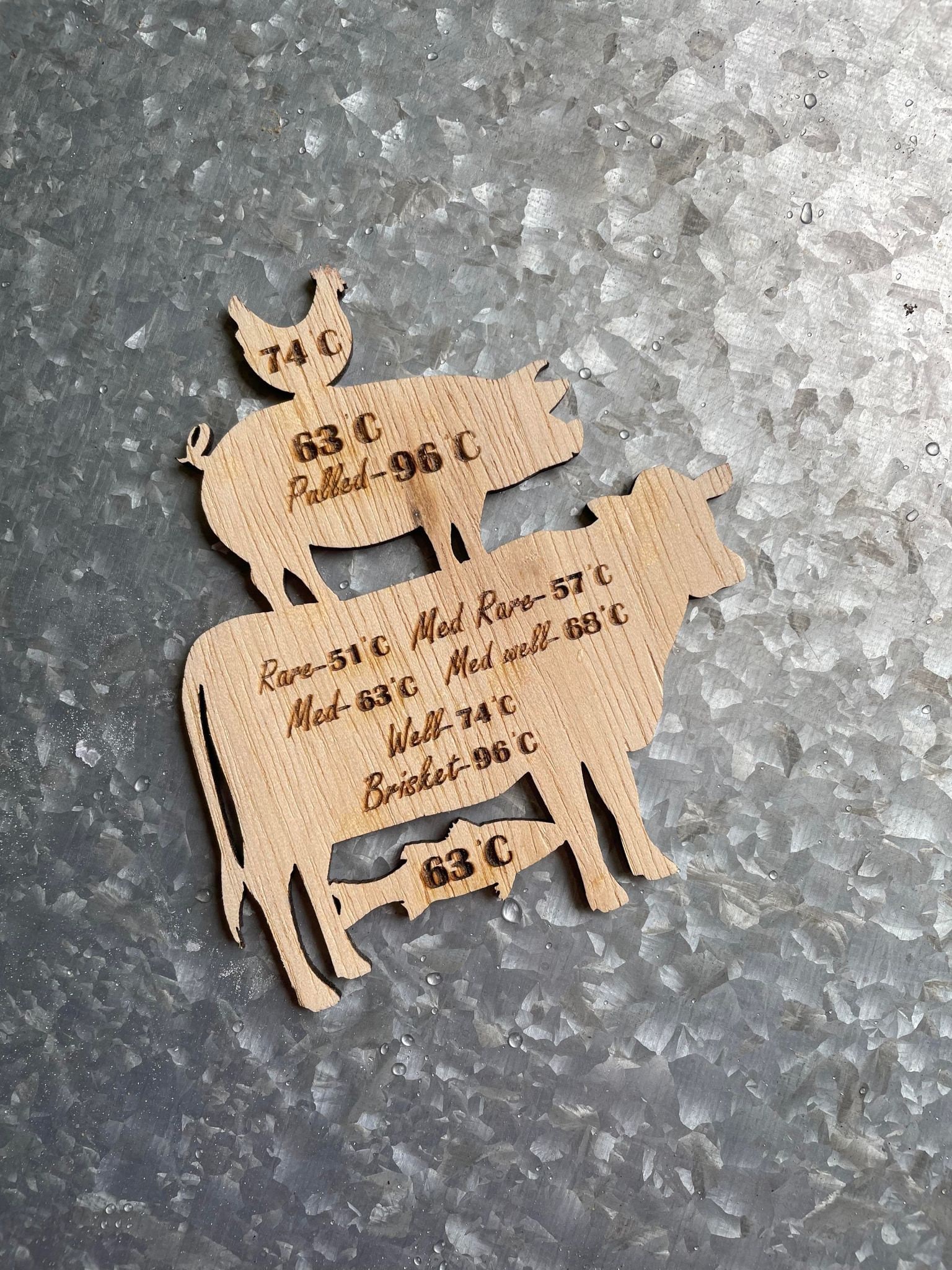 Meat Temperature Magnet Celsius Chicken Pig Cow Fish - Etsy