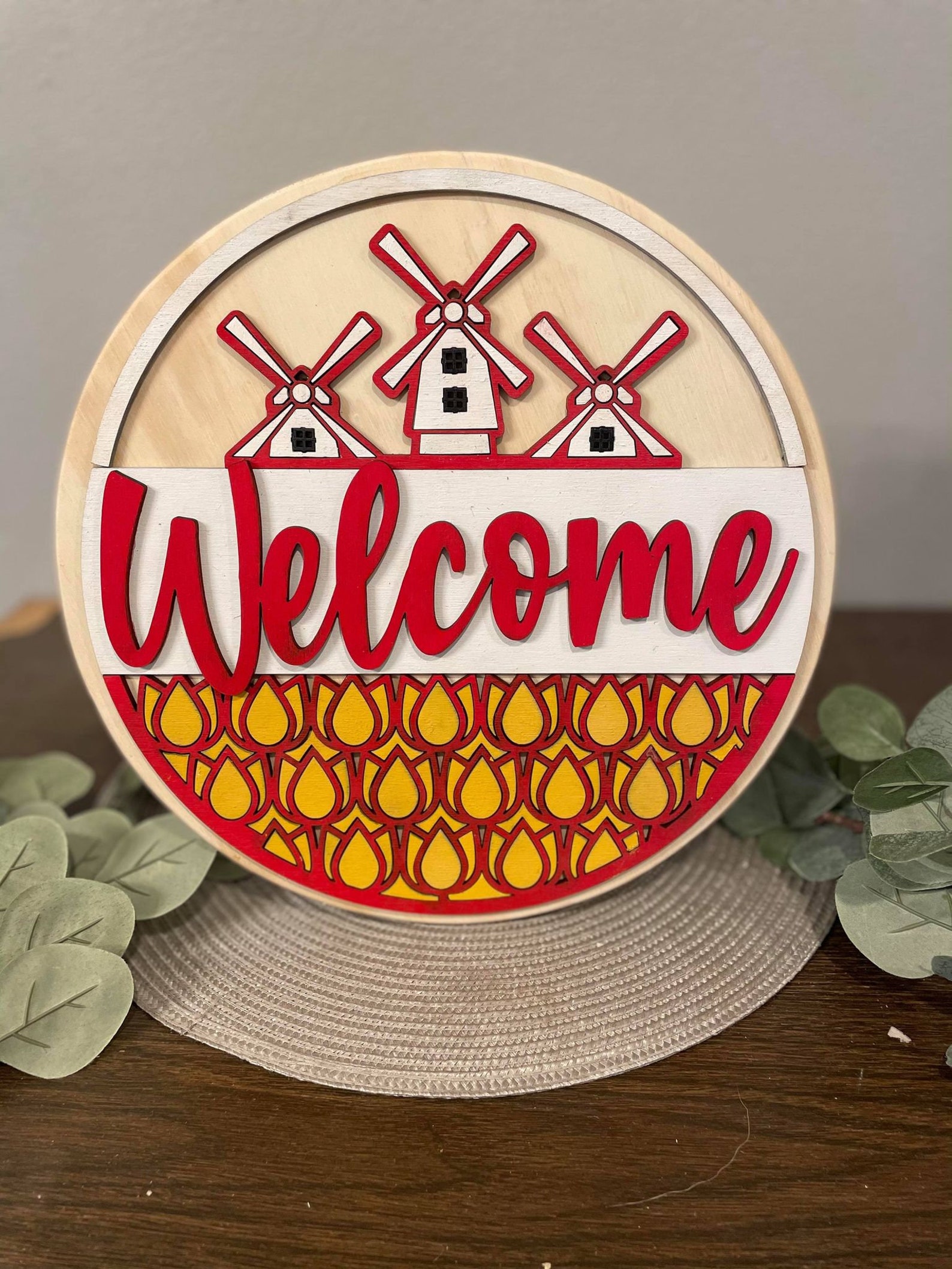 Welcome Sign dutch Tulips and Windmills Digital | Etsy