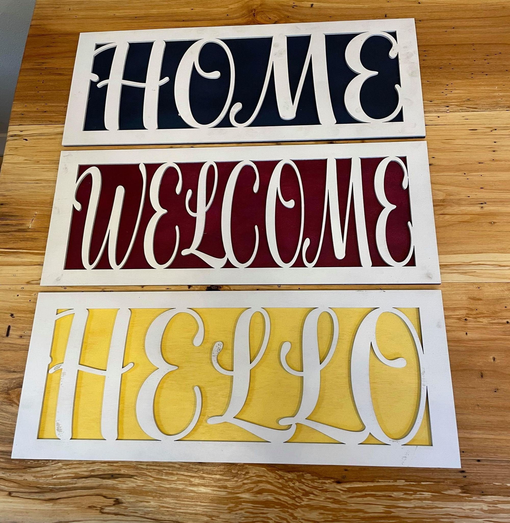 BUNDLE Hello Home Welcome Horizontal Signs Digital File - Etsy