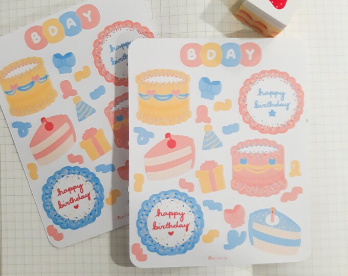 Birthday Sticker Sheet | Birthday Cake Stickers | Cake Stickers | Cute ...