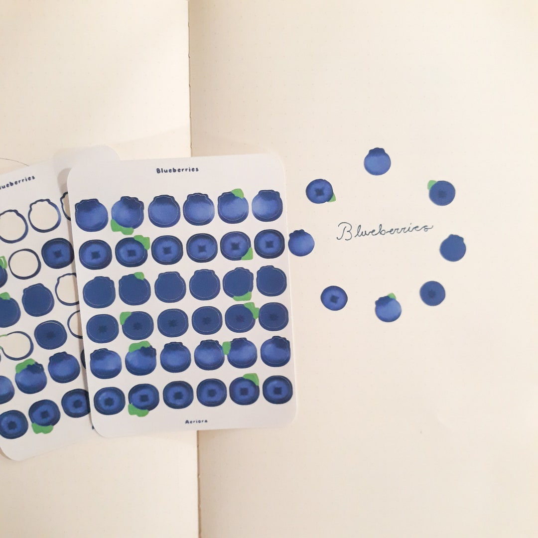 Blueberries Sticker Sheet | Mini Blueberries Stickers Sheet | Blueberry ...