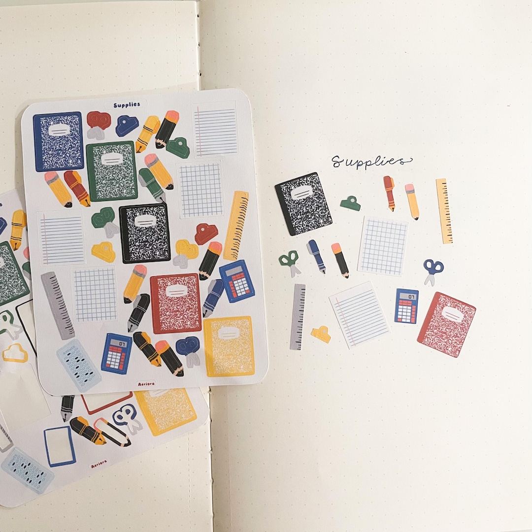 Supplies Sticker Sheet | Back to School Stickers | School Supplies ...
