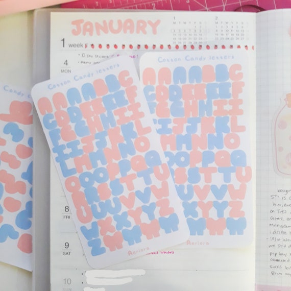 Cotton Candy Letter Sticker Sheets Cute Alphabet Sticker - Etsy