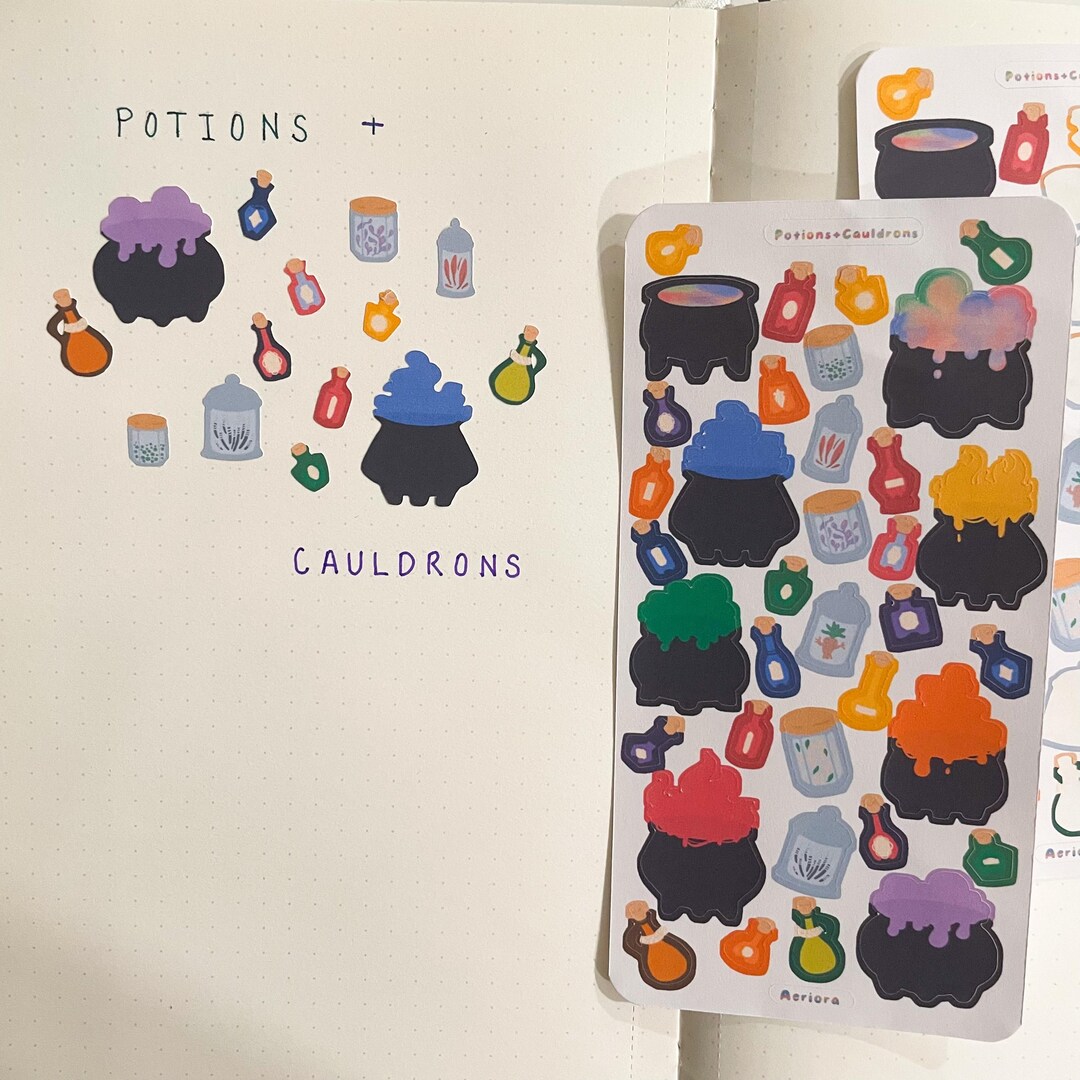 Potions and Cauldrons Sticker Sheet | Witchy Sticker Sheet | Potion ...