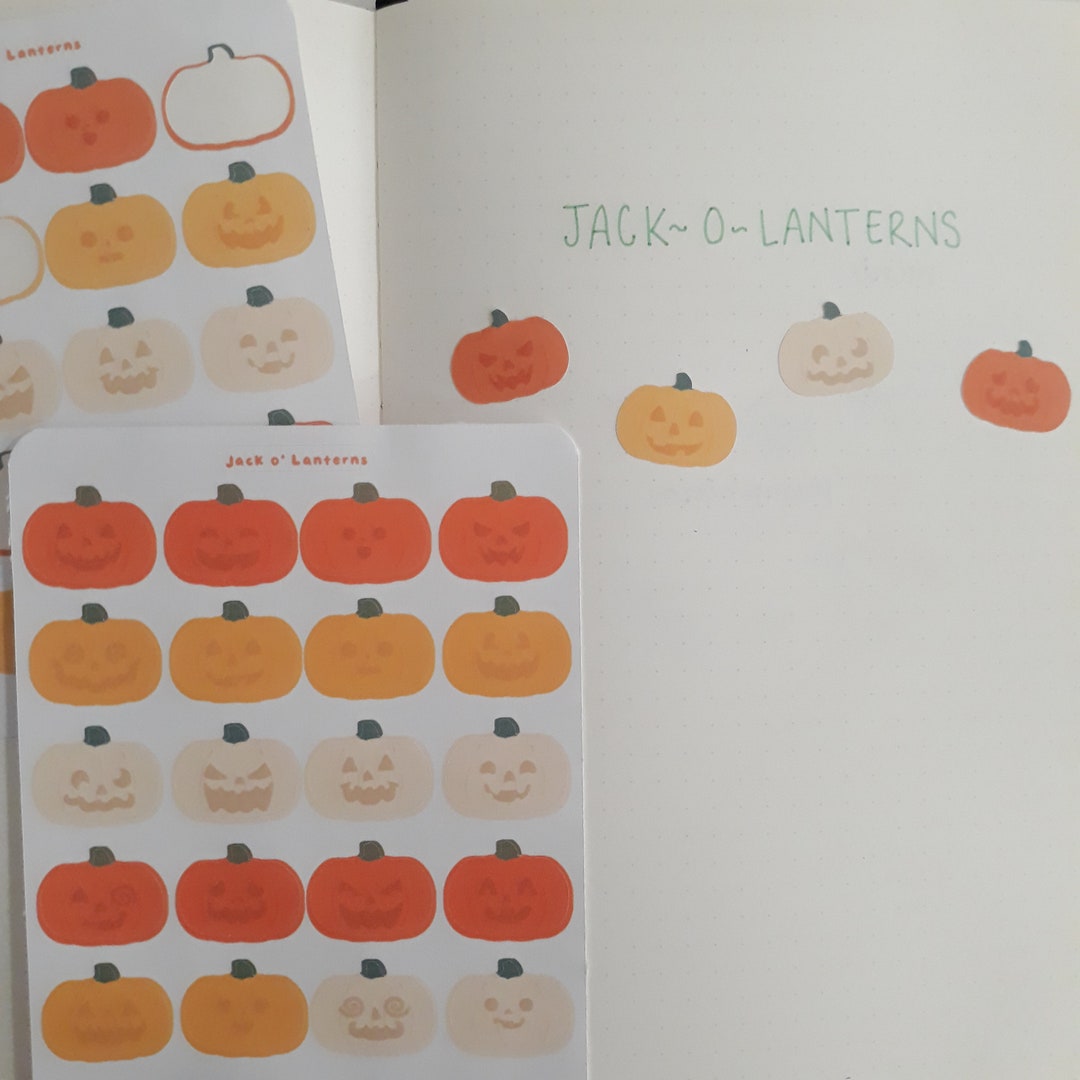 Jack O' Lantern Sticker Sheet | Halloween Pumpkin Stickers | Mini Jack ...