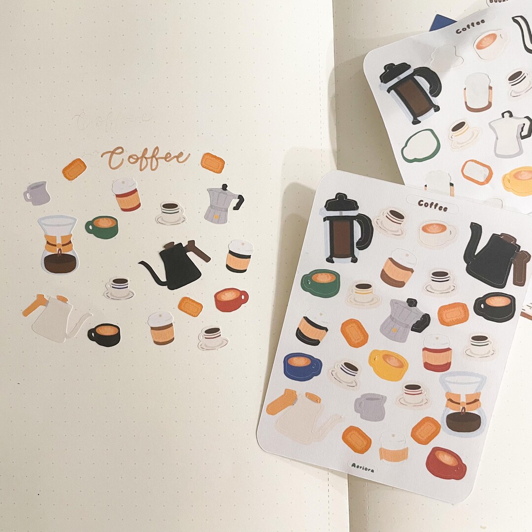 Coffee Sticker Sheet | Coffee Lovers Sheet | Mini Coffee Sticker Sheet ...