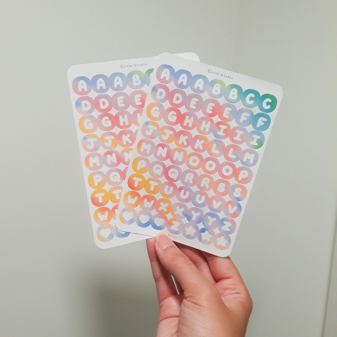 Circle Letter Stickers Set Bubble Letter Stickers Rainbow | Etsy