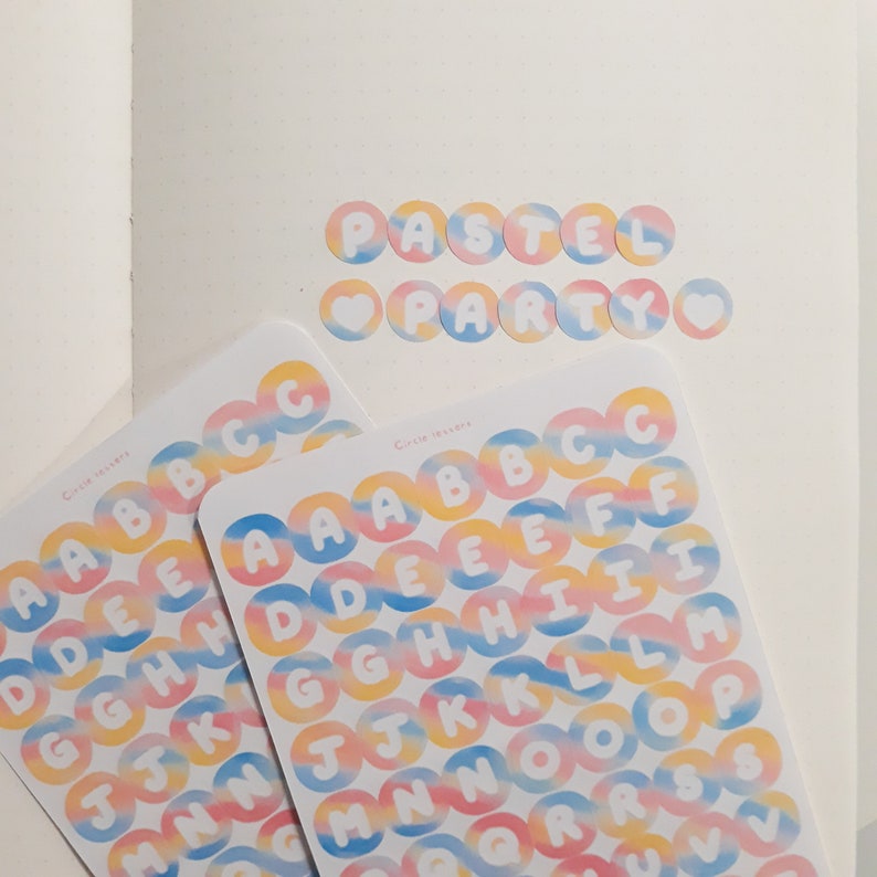 Circle Letter Stickers Set V2 Bubble Letter Stickers - Etsy