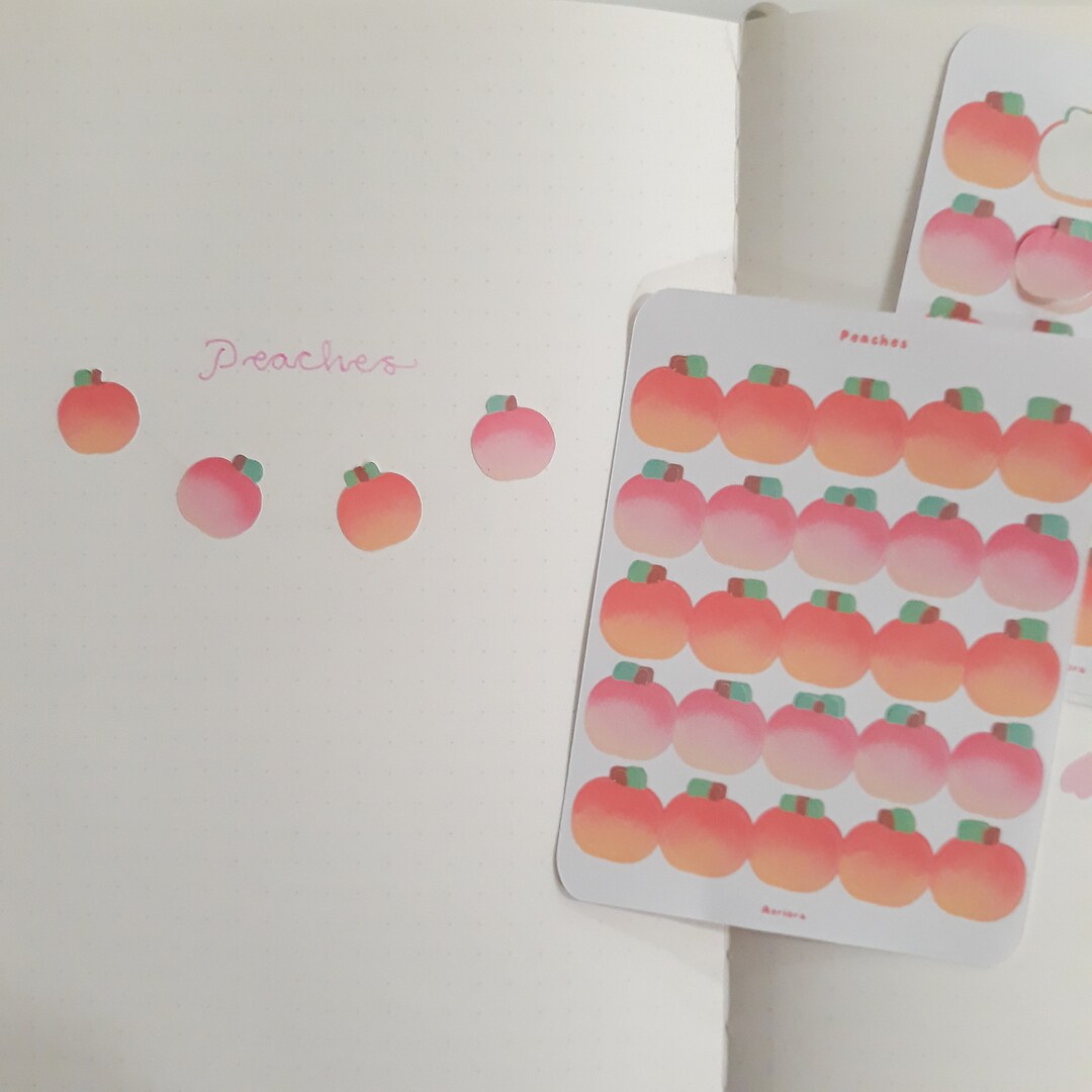 Mini Peaches | Peaches Sticker Sheet | Cute Peach Sticker Sheet - Etsy