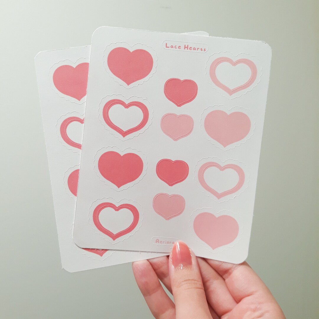 Lace Valentine Hearts Sticker Sheet | Lace Hearts Sticker Sheet | Lacey ...
