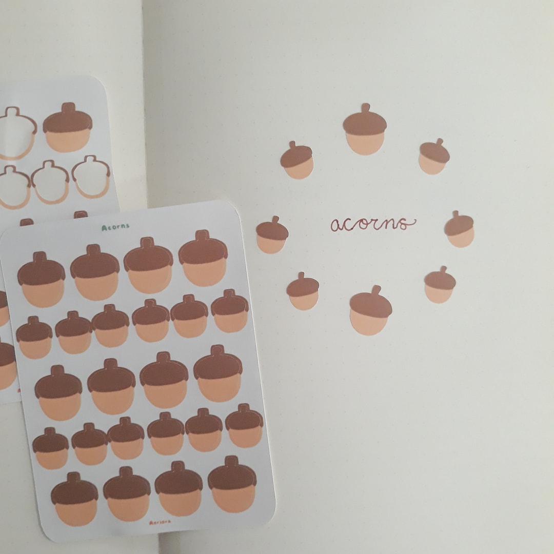 Mini Acorns Sticker Sheet | Acorn Sticker Sheet | Cute Acorn Stickers ...