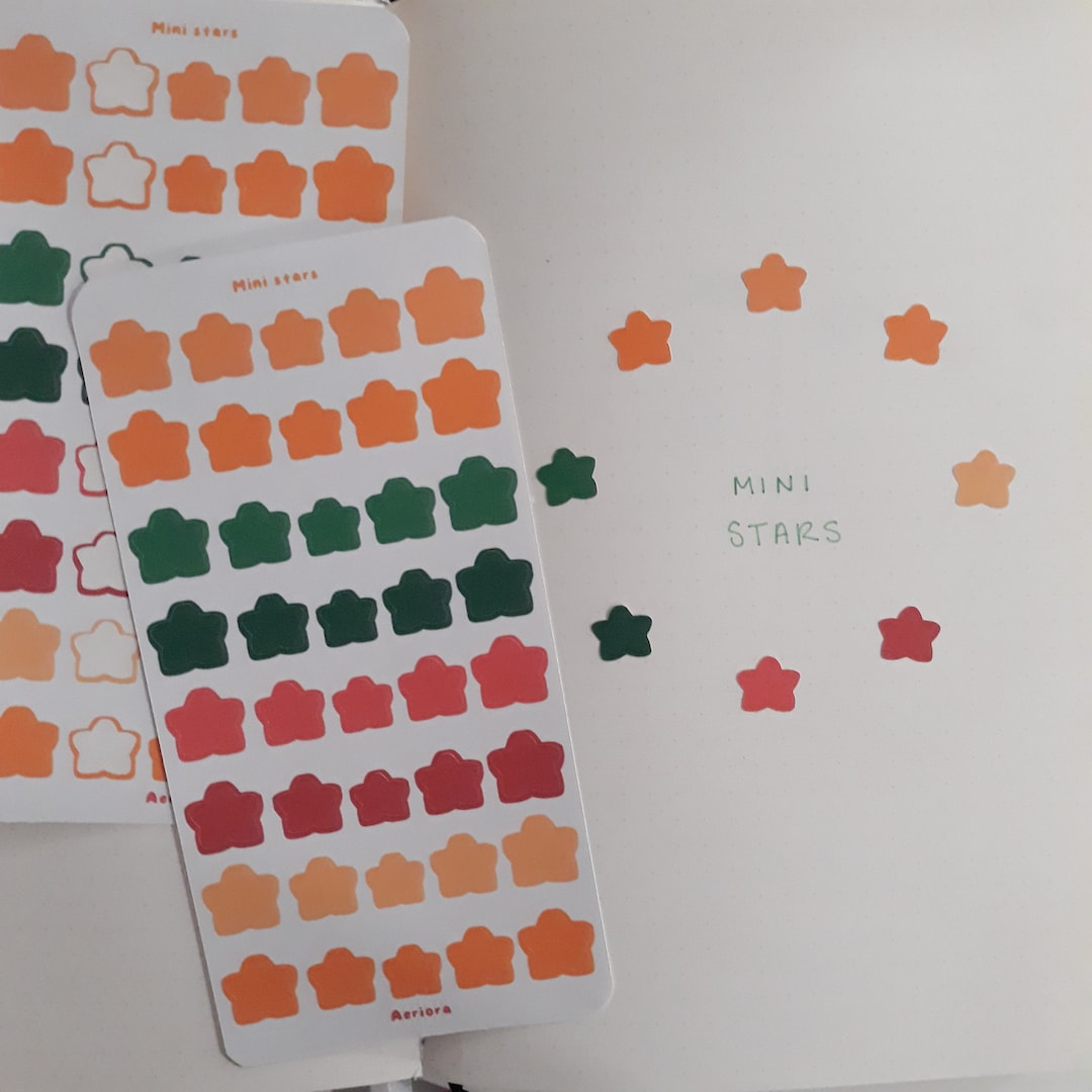 Mini Christmas Stars Sticker Sheet Christmas Star Stickers - Etsy