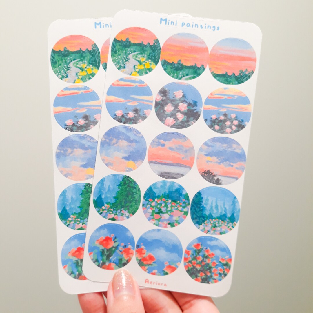 Mini Painting Circle Sticker Sheet | Cute Painting Circle Sticker ...