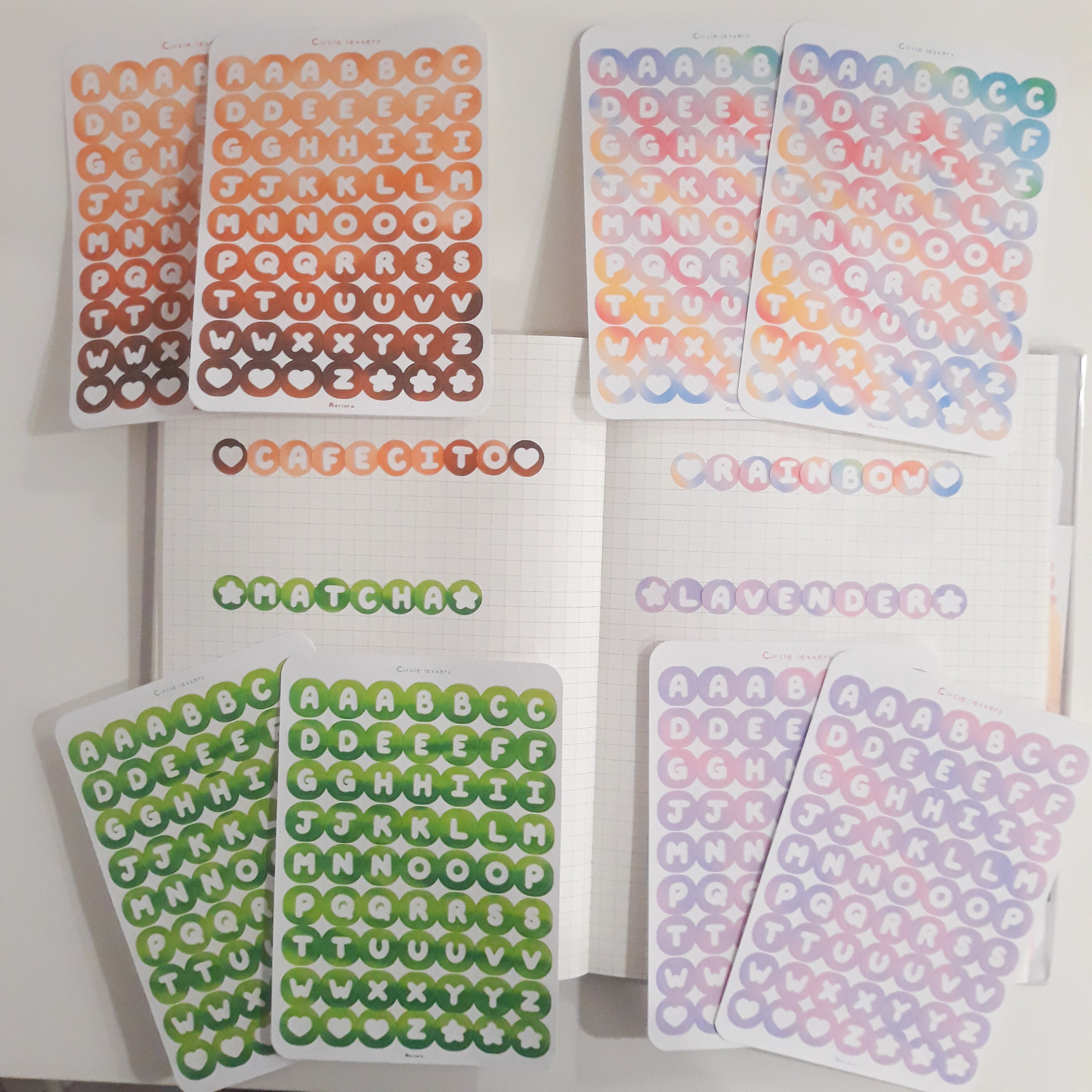 Circle Letter Stickers Set Bubble Letter Stickers Rainbow | Etsy