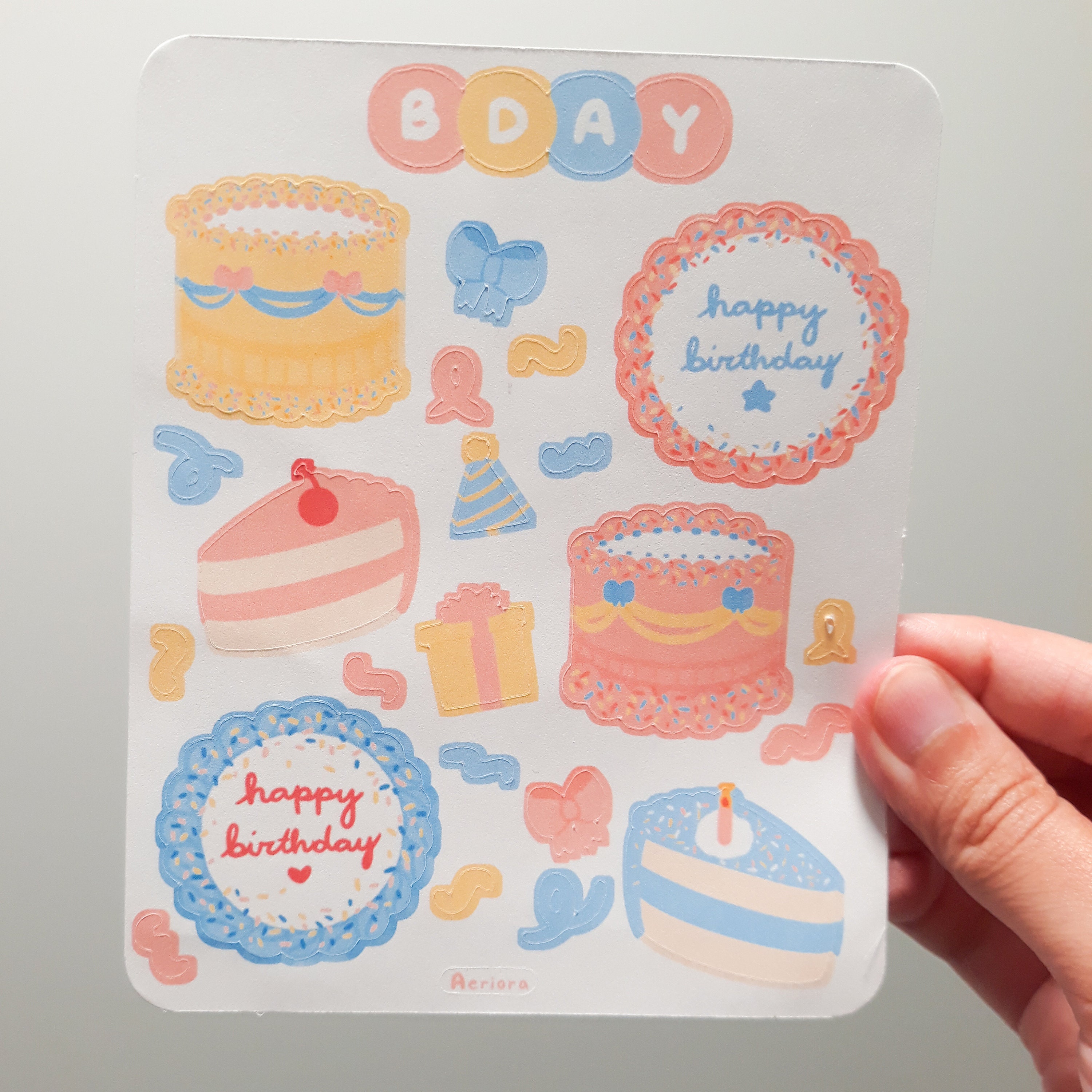 Birthday Sticker Sheet Birthday Cake Stickers Cake - Etsy
