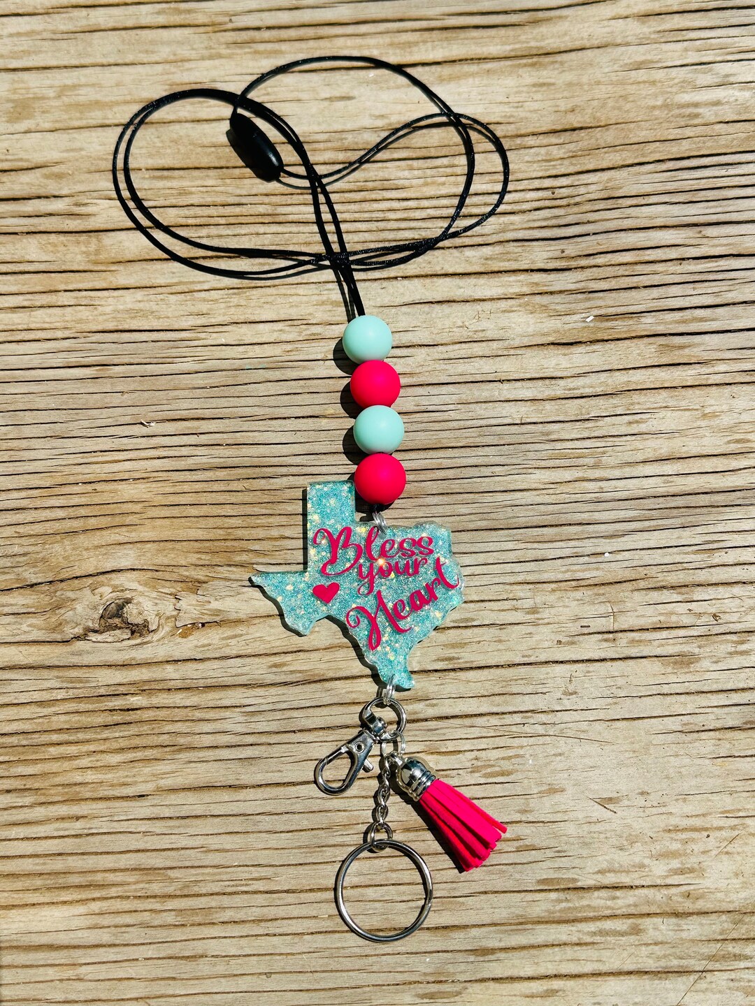 Bless Your Heart Texas Shaped Snap Lanyard - Etsy