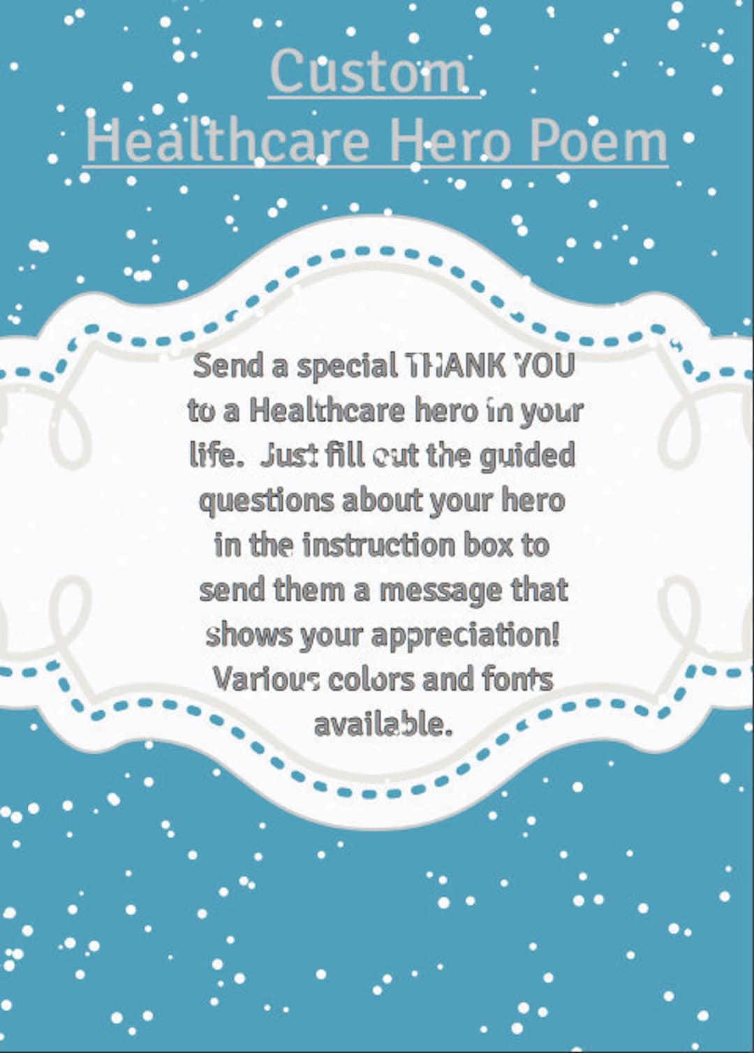 Healthcare Hero Thank You, Custom Poem, Thank You Note, Personalized ...