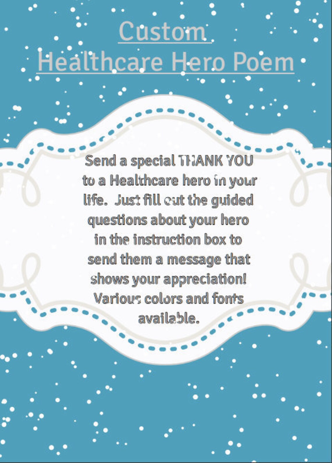 Healthcare Hero Thank You, Custom Poem, Thank You Note, Personalized ...