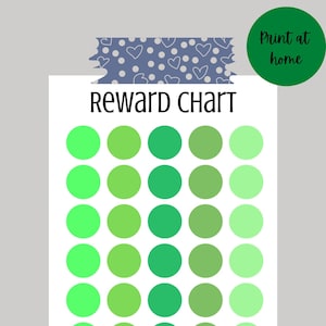 Green Reward Chart, Green Printable Reward Chart, Kids Reward Chart ...
