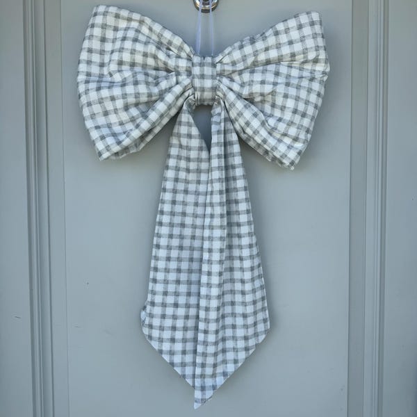 Grey Fabric Door Bow - Etsy