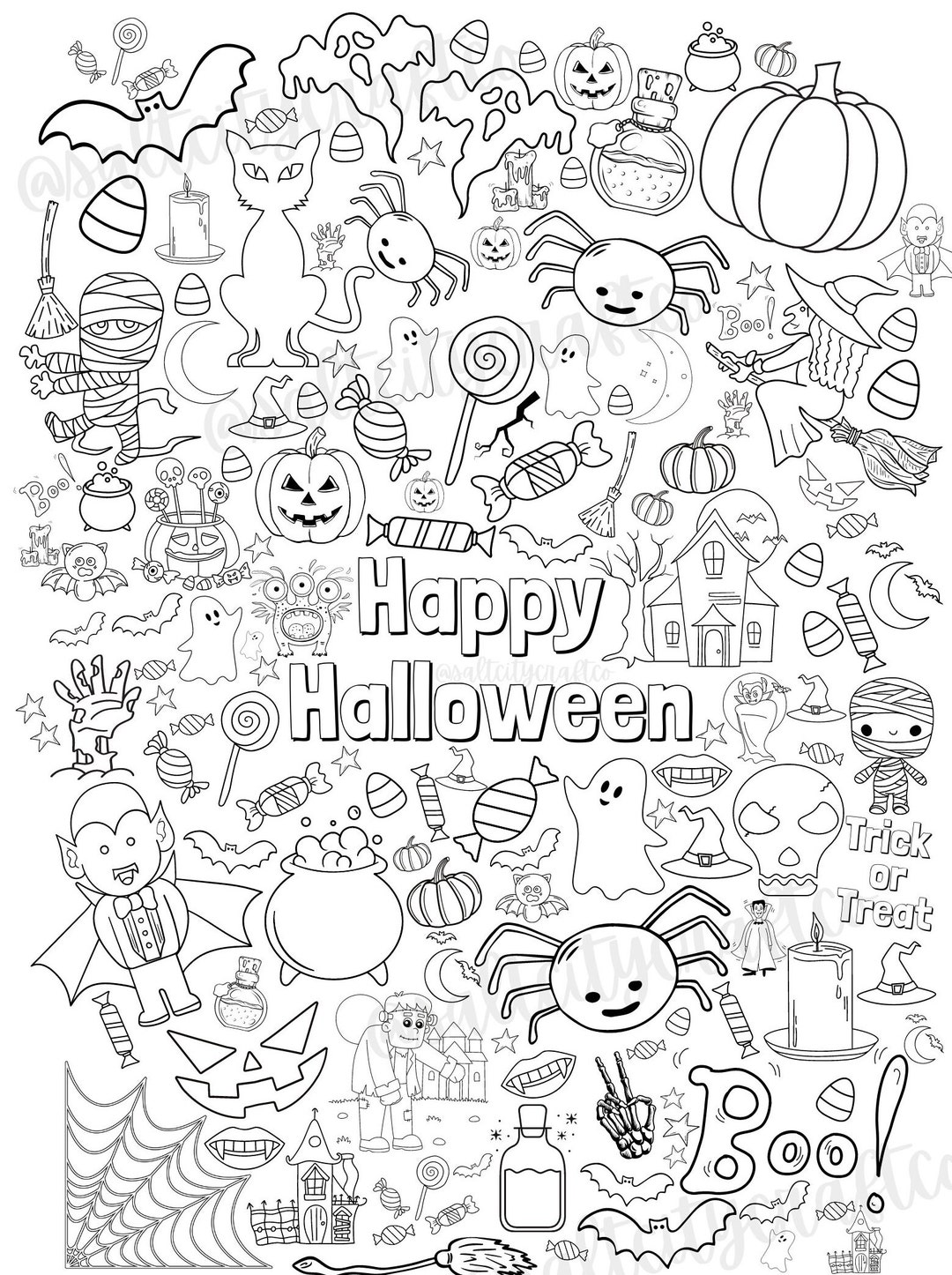 Giant Halloween Coloring Poster Download, Halloween Coloring Poster ...
