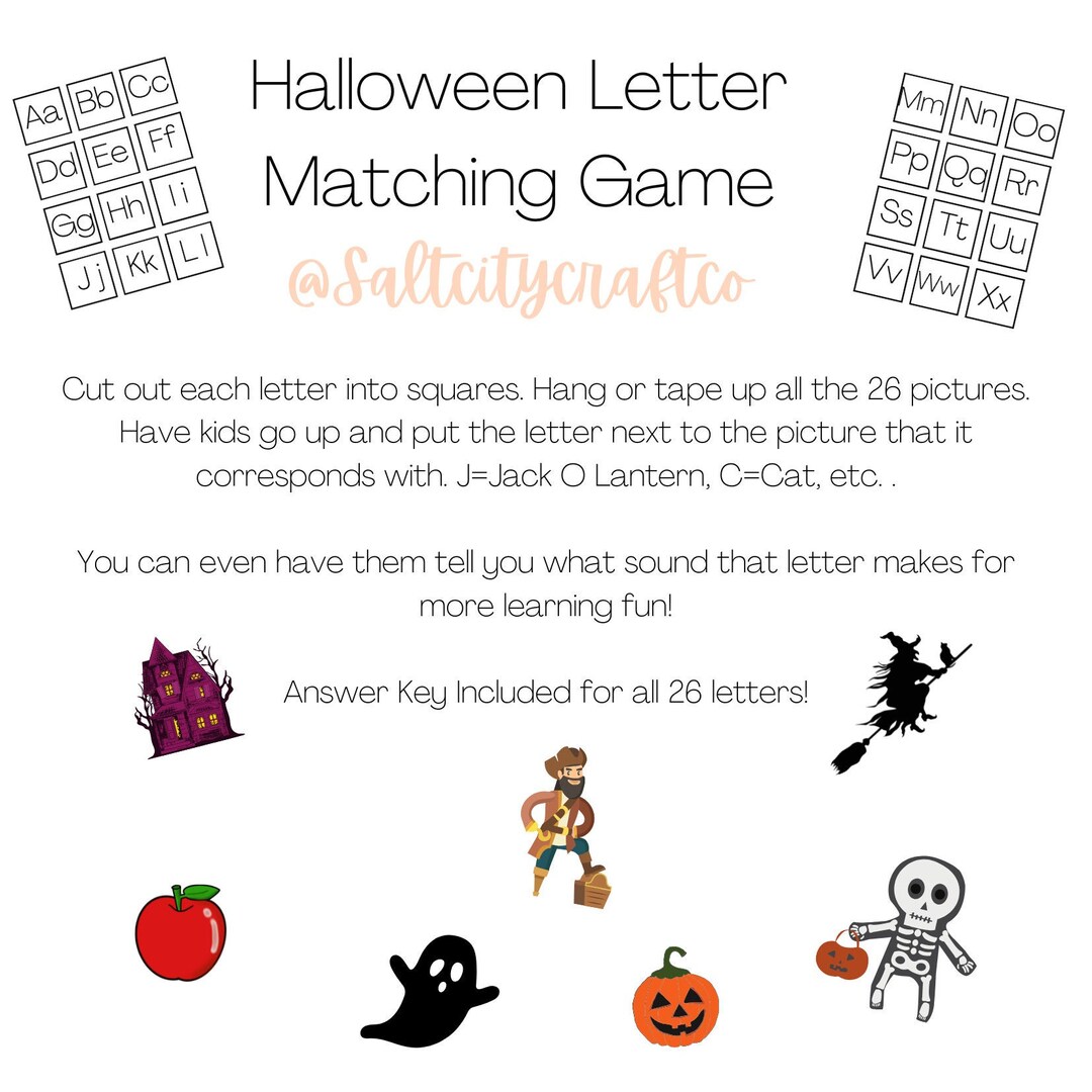 Halloween Kids Game, Halloween Letter Matching Game, Halloween Matching ...