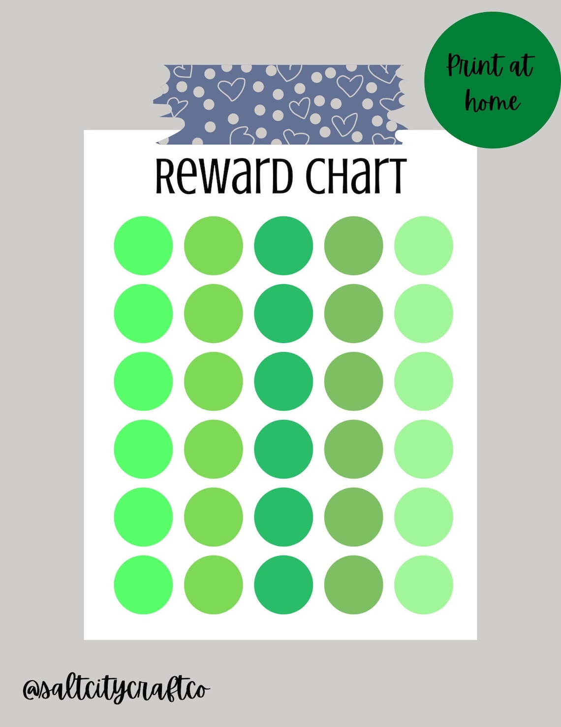 Green Reward Chart Green Printable Reward Chart Kids Reward - Etsy