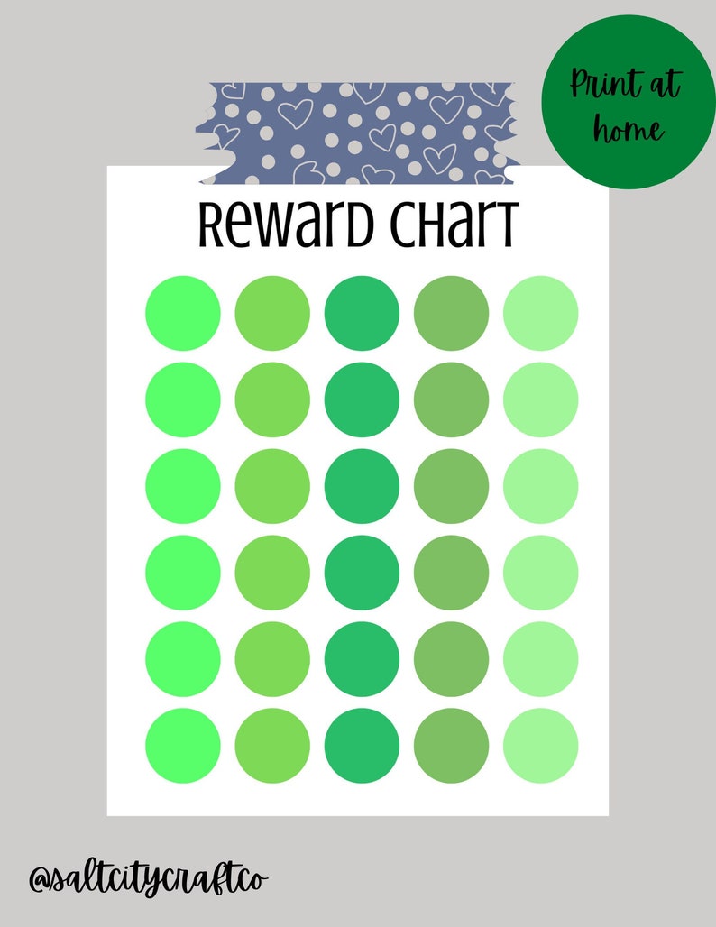 Green Reward Chart, Green Printable Reward Chart, Kids Reward Chart ...