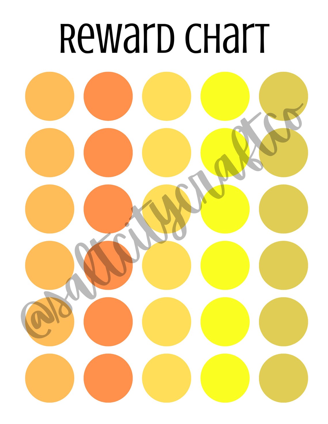 Yellow Reward Chart, Kids Reward Chart, Printable Reward Chart, Instant ...