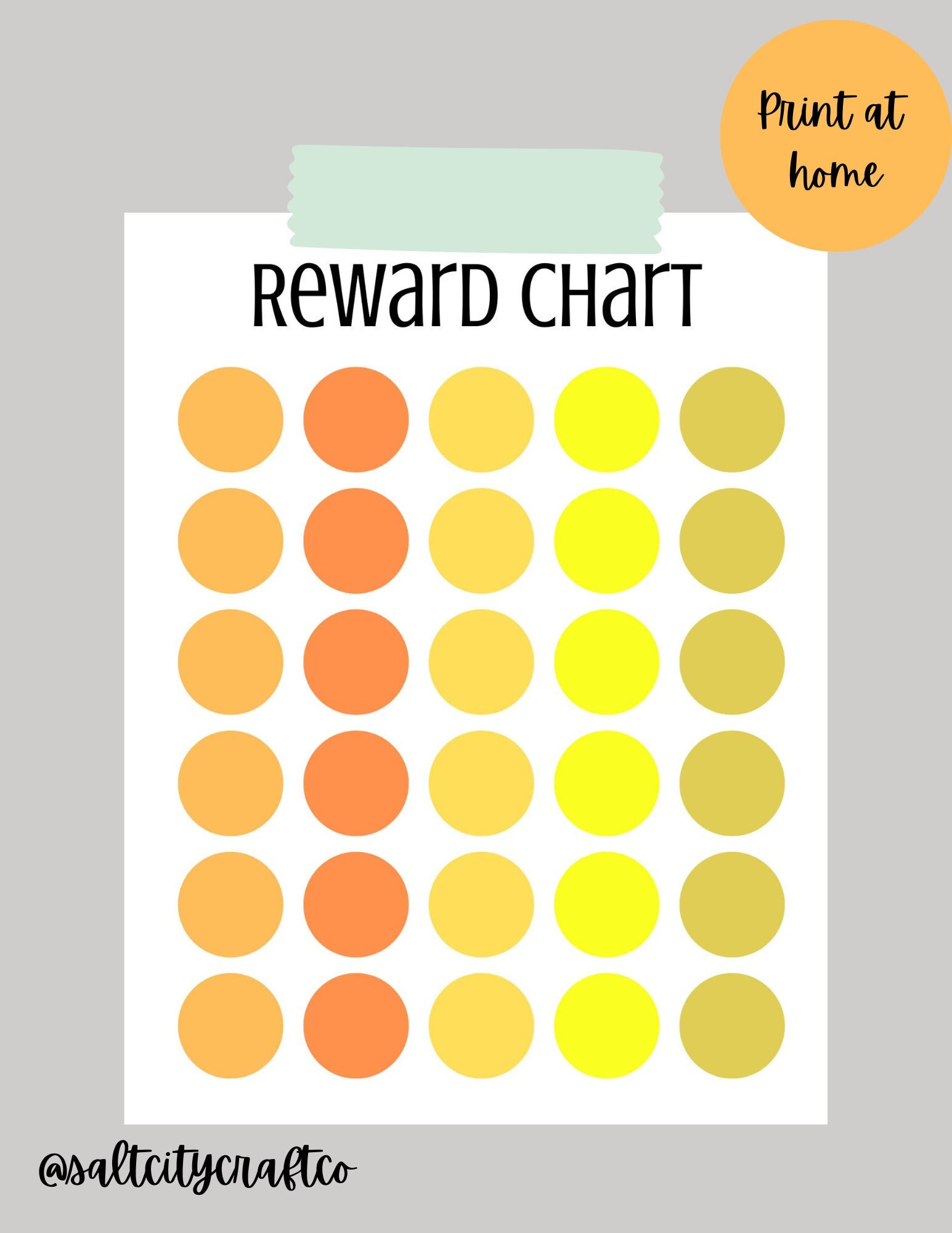 Yellow Reward Chart, Kids Reward Chart, Printable Reward Chart, Instant ...