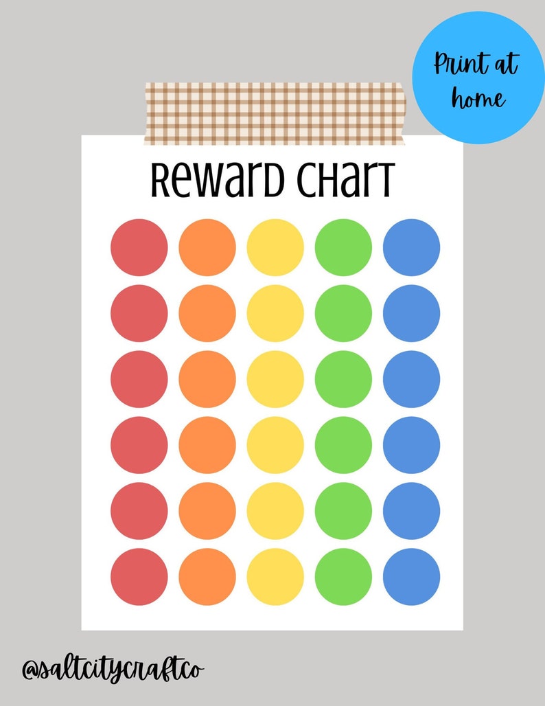 Rainbow Reward Chart, Printable Reward Chart, Kids Reward Chart ...