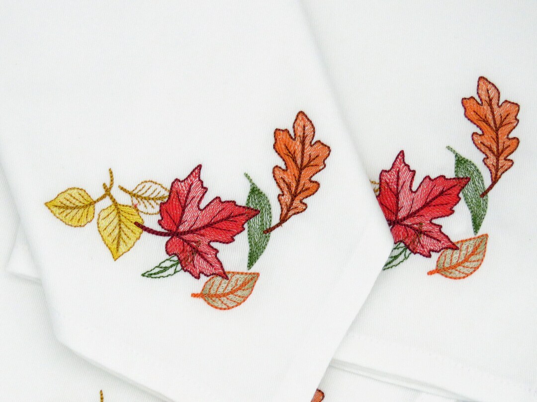 Thanksgiving Napkins, Embroidered Fall Napkins, Fall Cloth Napkins, Set ...
