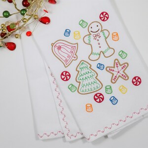 Embroidered Christmas Towel, Cookie Towel, Kitchen Decor, Cotton ...