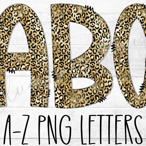 Leopard Alphabet Png Cheetah Doodle Letters Hand Drawn | Etsy