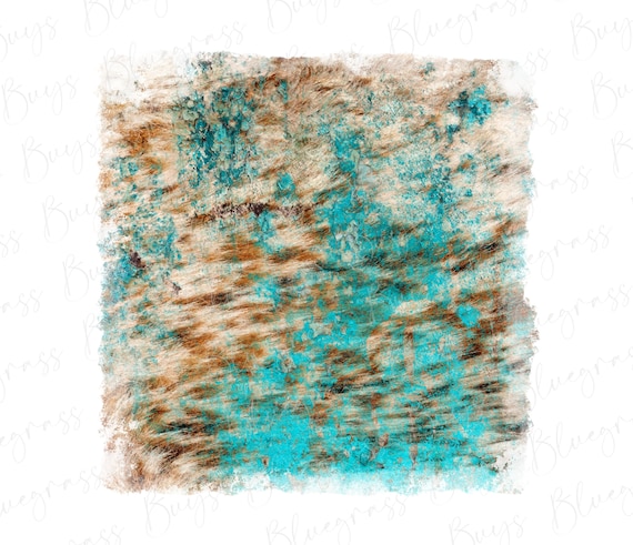 Cowhide and Turquoise Background PNG Grunge Cow Print | Etsy