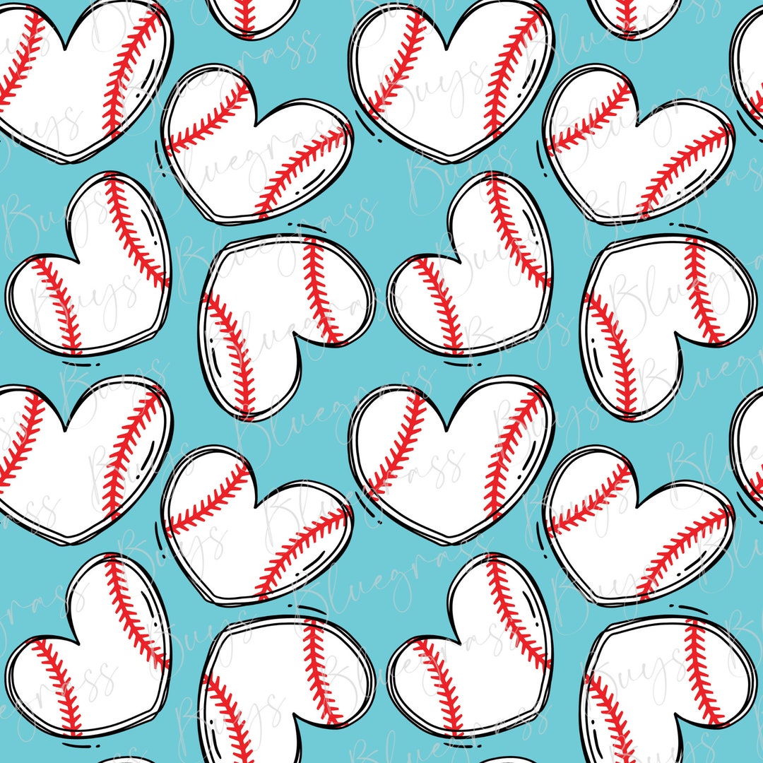 Baseball Seamless Pattern, Baseball Hearts Repeating Pattern, Sports ...