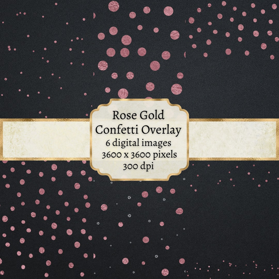Rose Gold Confetti Overlay, Rose Gold Foil Clipart, Metallic Confetti ...