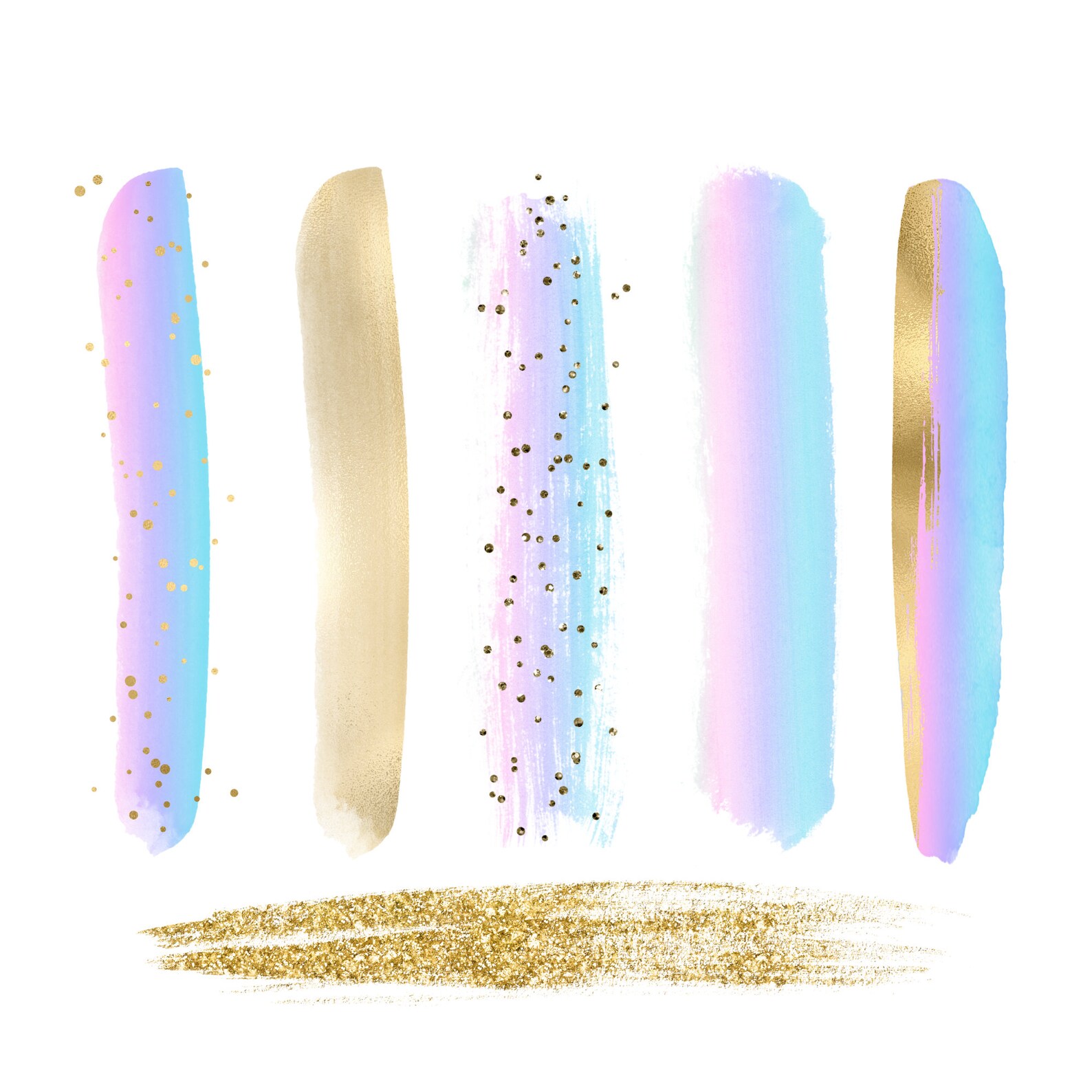 Iridescent and Gold Watercolor Elements - Watercolor Clipart - Frame ...