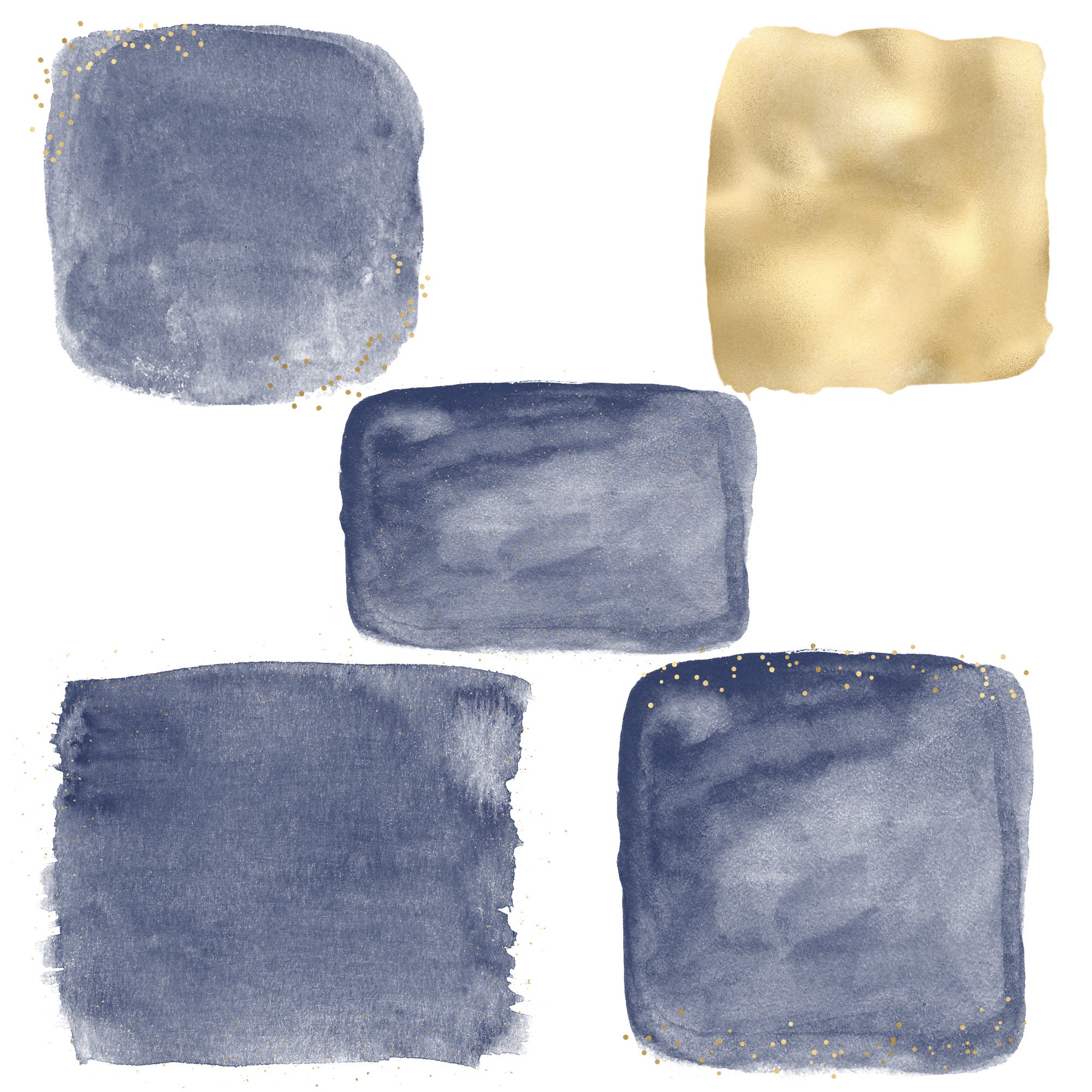 Navy and Gold Watercolor Elements Watercolor Clipart Frame - Etsy